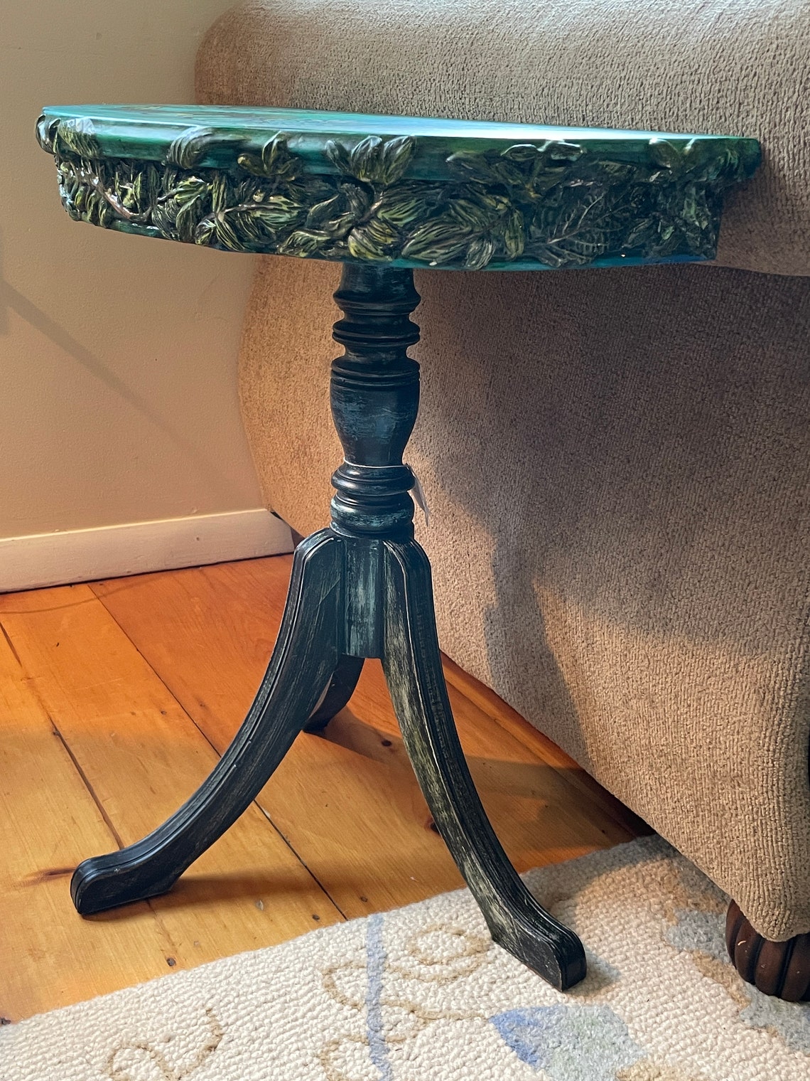 Sold-handmade Artistic Side Table, End Table, Green, Side Table ...