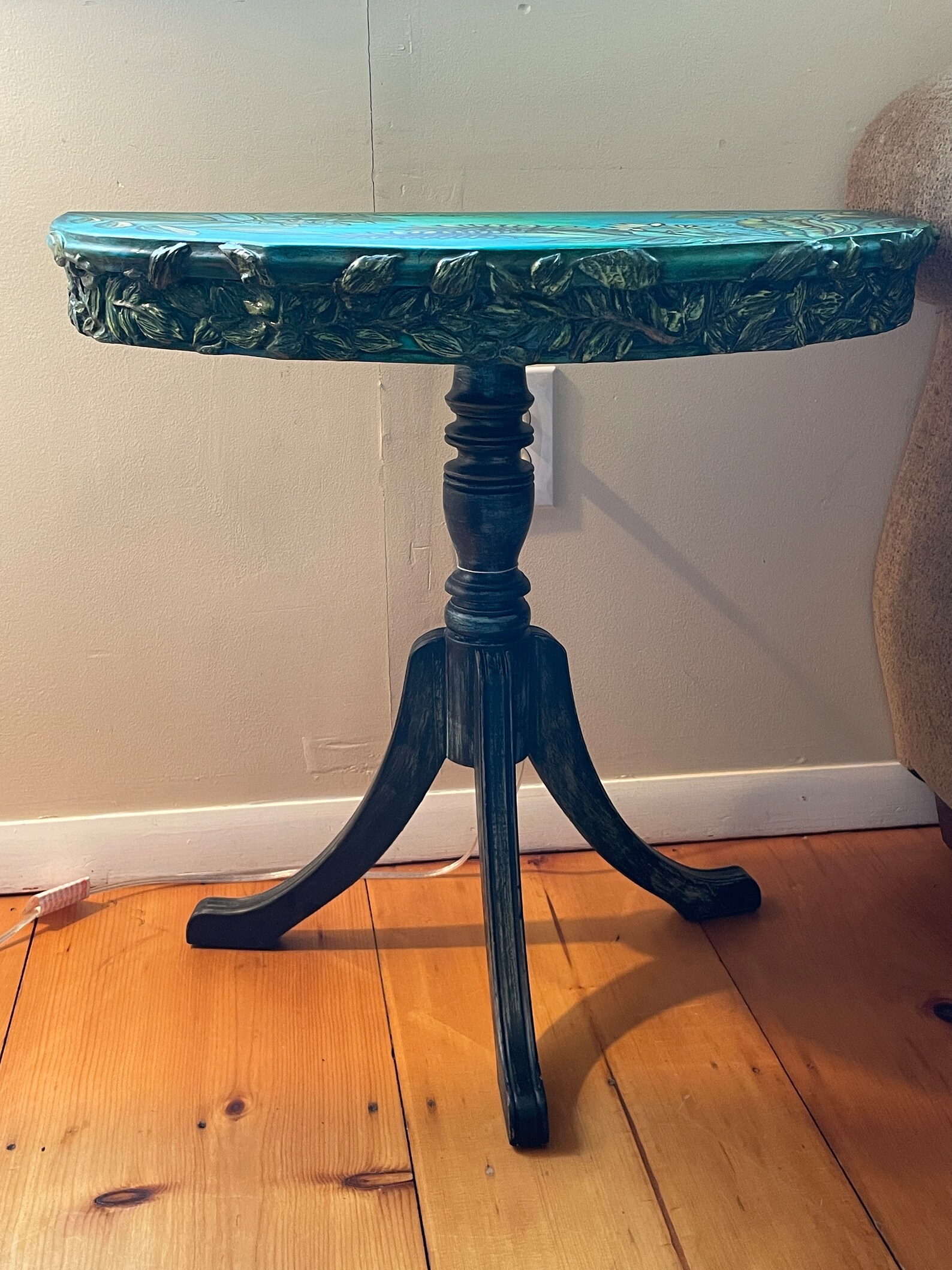 Sold-handmade Artistic Side Table, End Table, Green, Side Table ...