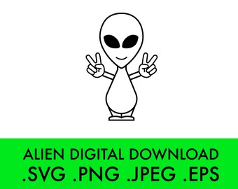 Alien Peace Sign Svg - Etsy