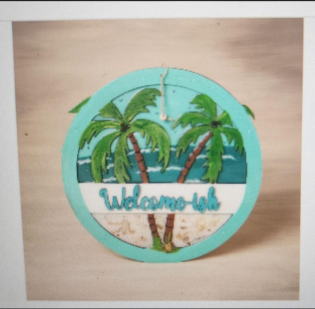 Welcome Palm Tree 3d Circle Decor - Etsy