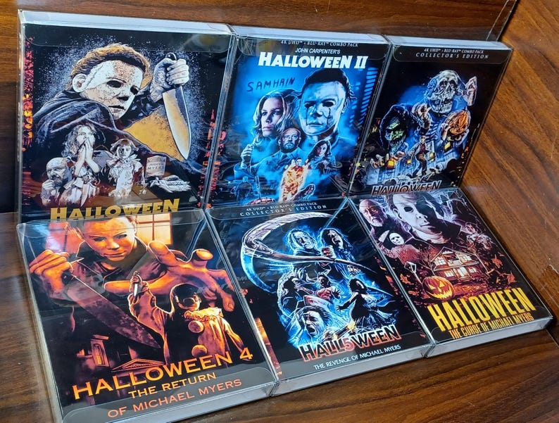 Halloween 6 Movie Collection (4k)-custom Slipcovers ONLY (NO Discs)-w ...