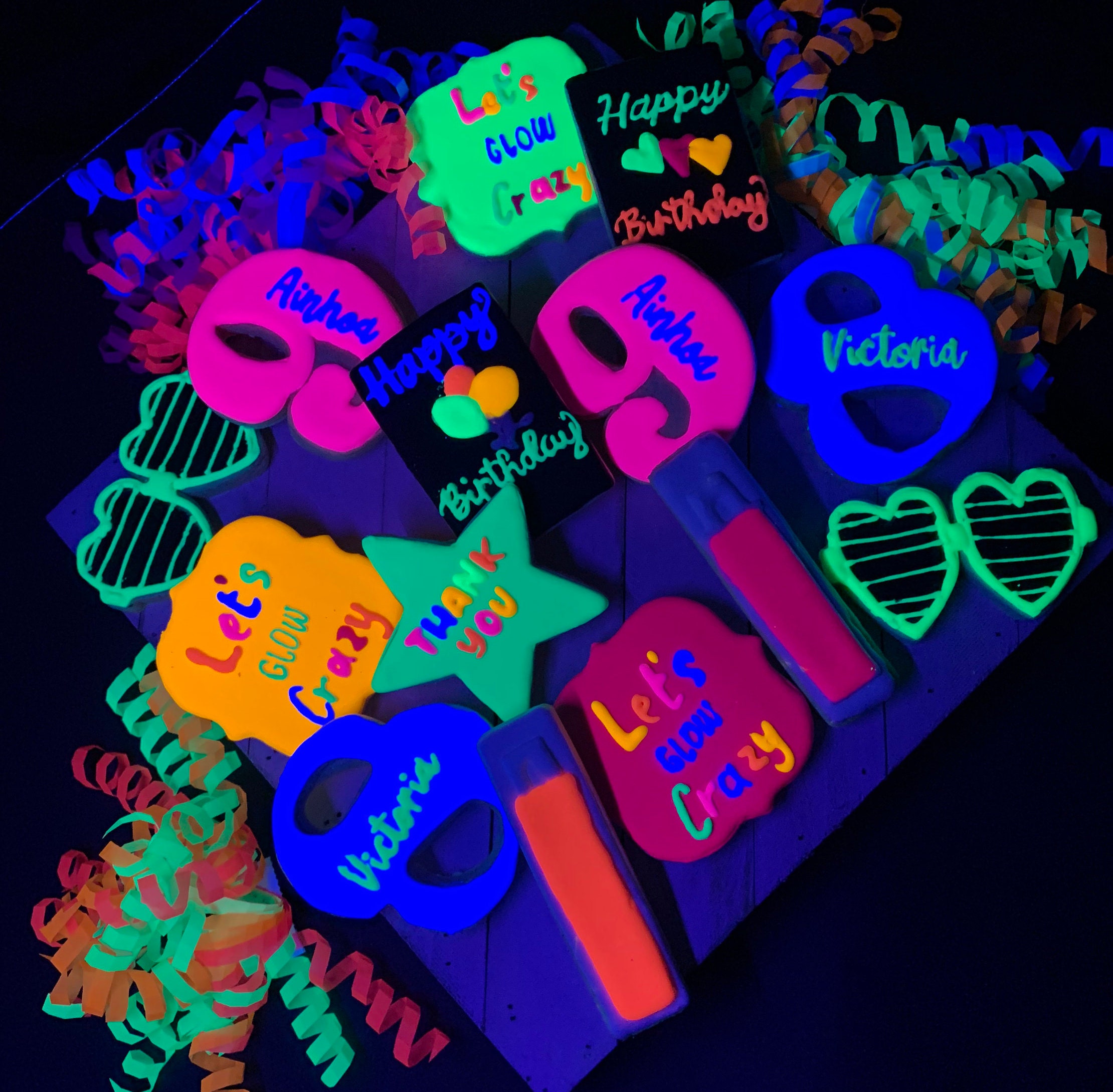 Glow Decorated Sugar Cookies Neon Decorated Sugar Cookies Glow | Etsy