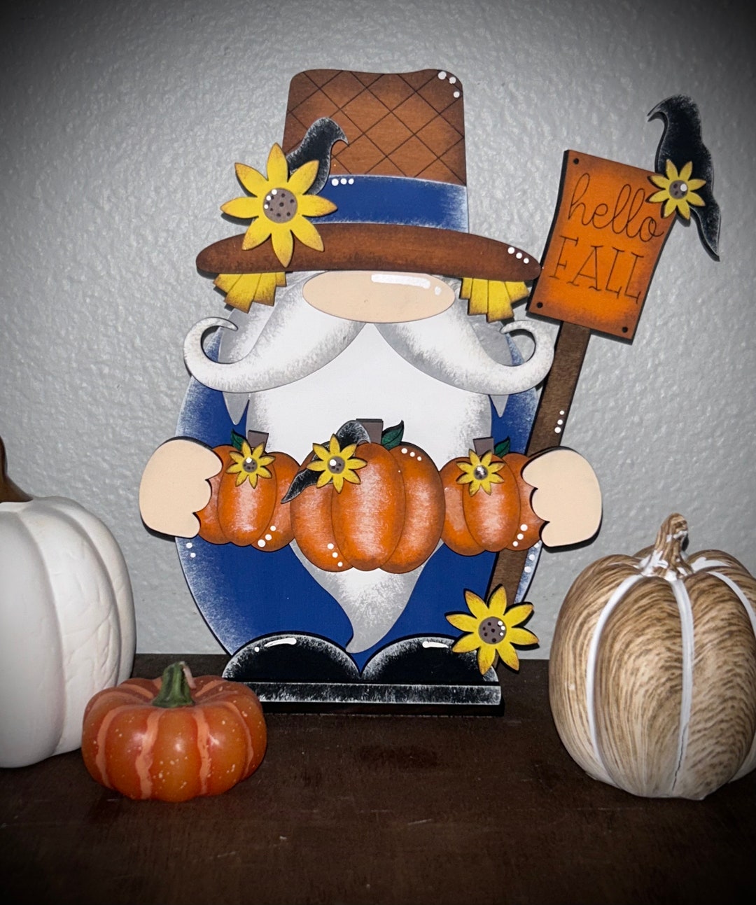 Hello Fall Gnome Handpainted Fall Decor - Etsy