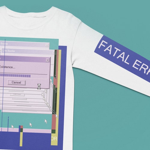 Fatal Error Vaporwave Aesthetic Long Sleeve T-shirt | Etsy