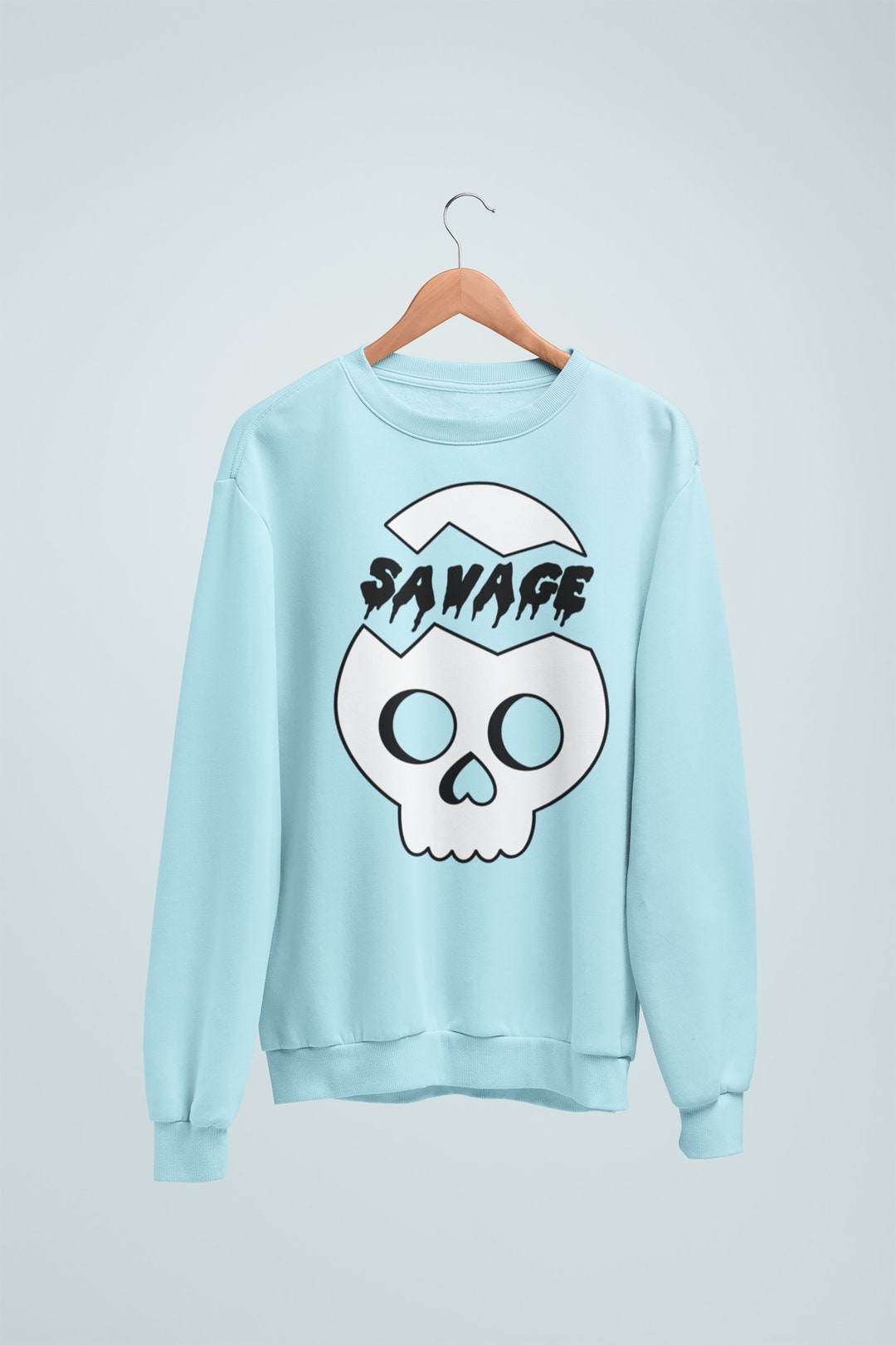 Savage Skull Sweatshirt: Pastel Goth Yami Kawaii Skater Style - Etsy