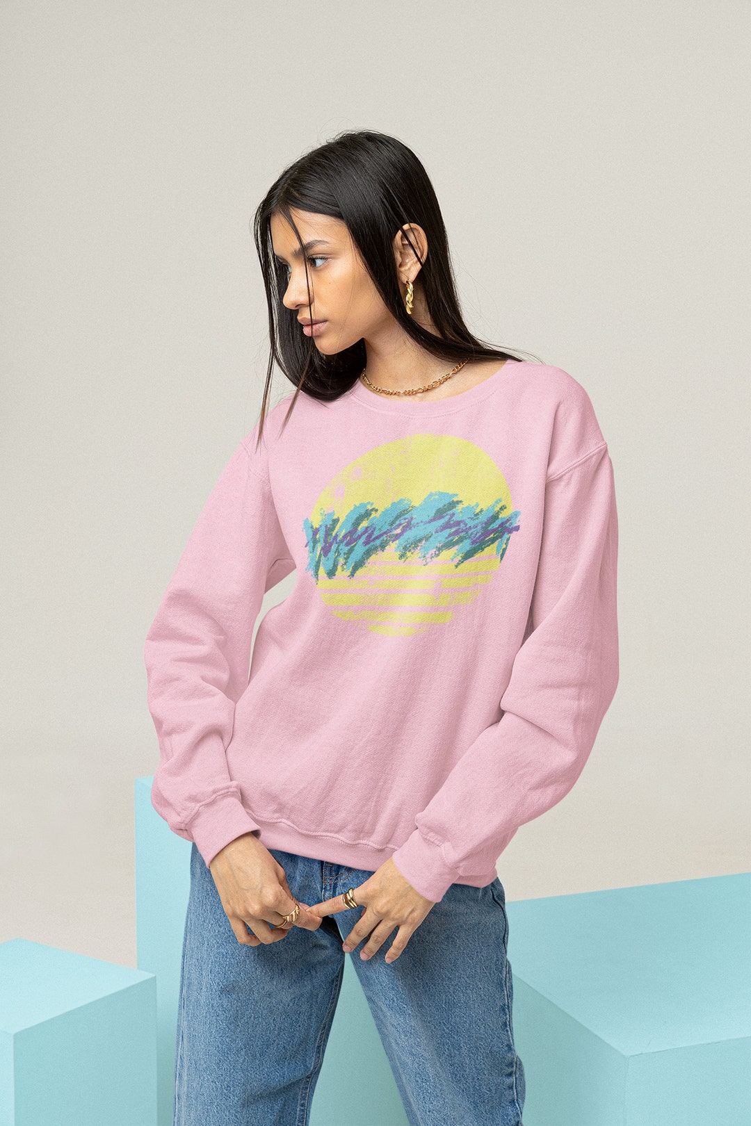 Vaporwave Aesthetic Minimalist Retrowave Relaxing Sweater, Synthwave ...