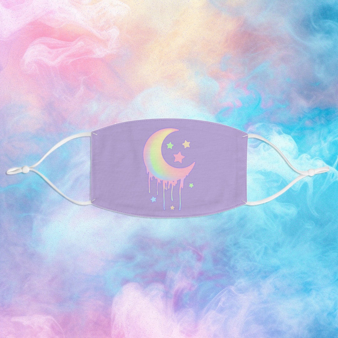 Trippy Pastel Moon Face Mask, Yume Kawaii Mask, Pastel Goth Mask ...
