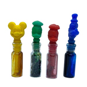 1960s Rubys Easter Egg Dye Glass Bottles With Disney Characters Mouse ...