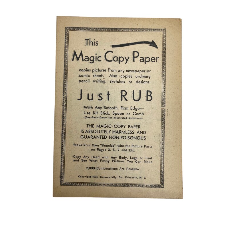 1935 Kopeefun Magic Copy Paper Kit Embree Mfg Co Elizabeth New - Etsy