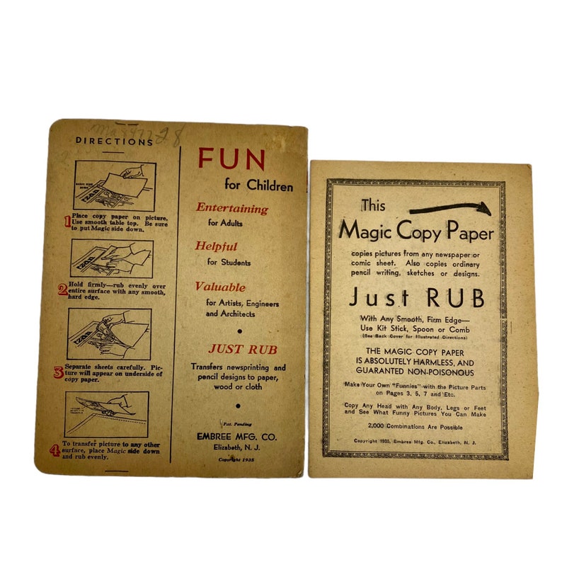 1935 Kopeefun Magic Copy Paper Kit Embree Mfg Co Elizabeth New - Etsy
