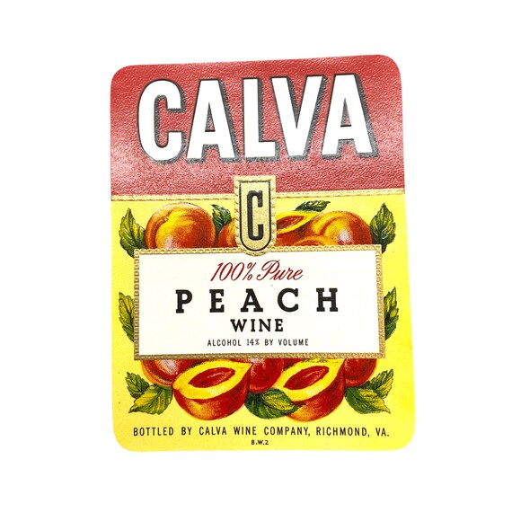 Vintage Fruit Wine Label Peach Calva Wine Richmond Virginia | Etsy