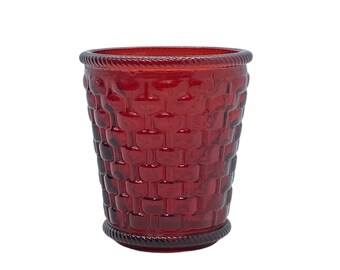 Ruby Red Glass Candle Holder - Etsy