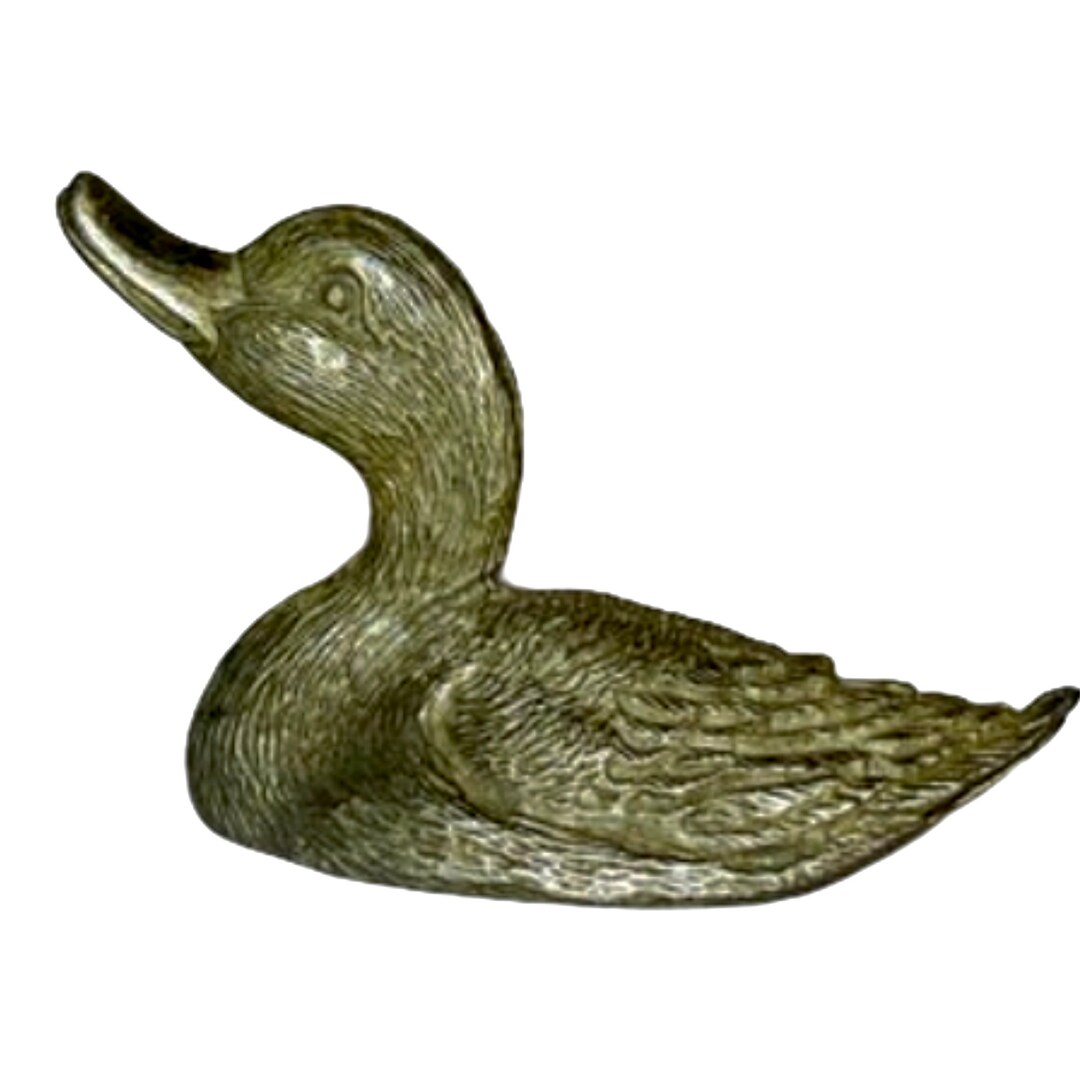 VTG Pewter Duck Figurine Miniature Water Bird Collectible Tiny Decor ...