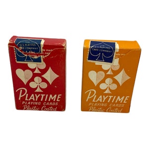 2 Decks Playtime Playing Cards in Box Game Vintage Miniature Card ...