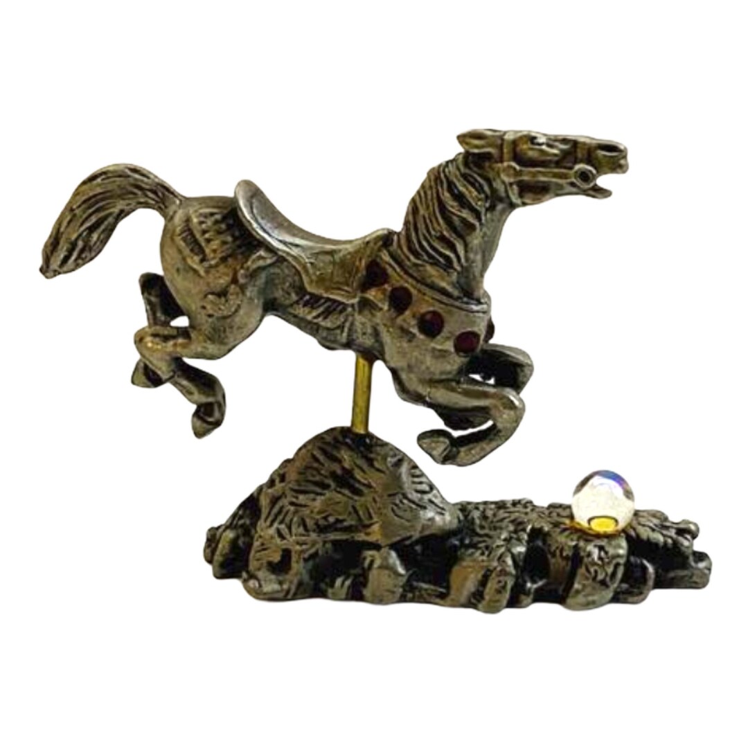 VTG Pewter Horse Figurine, Saddled Running Horse Pewter Figurine, Red ...