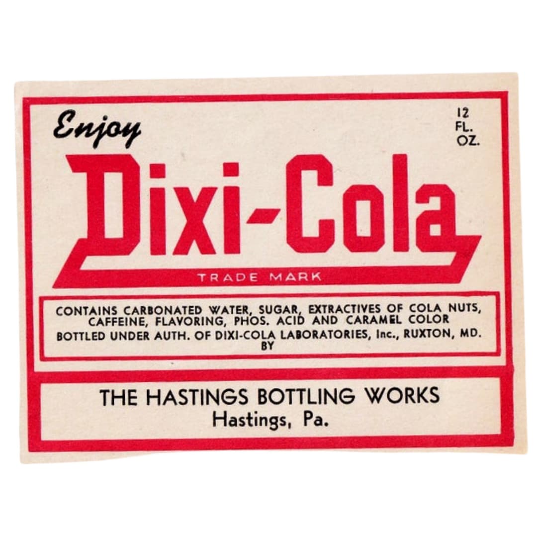 1930s Dixie Cola Soda Bottle Label Advertising Ephemera Collector ...
