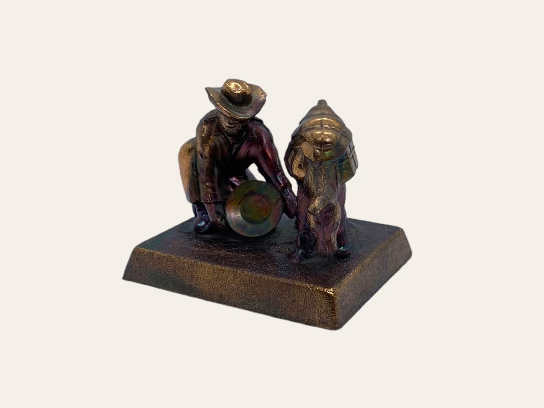 Vintage Bronze Miner With Mule Paperweight Figural Gold Mining Decor ...