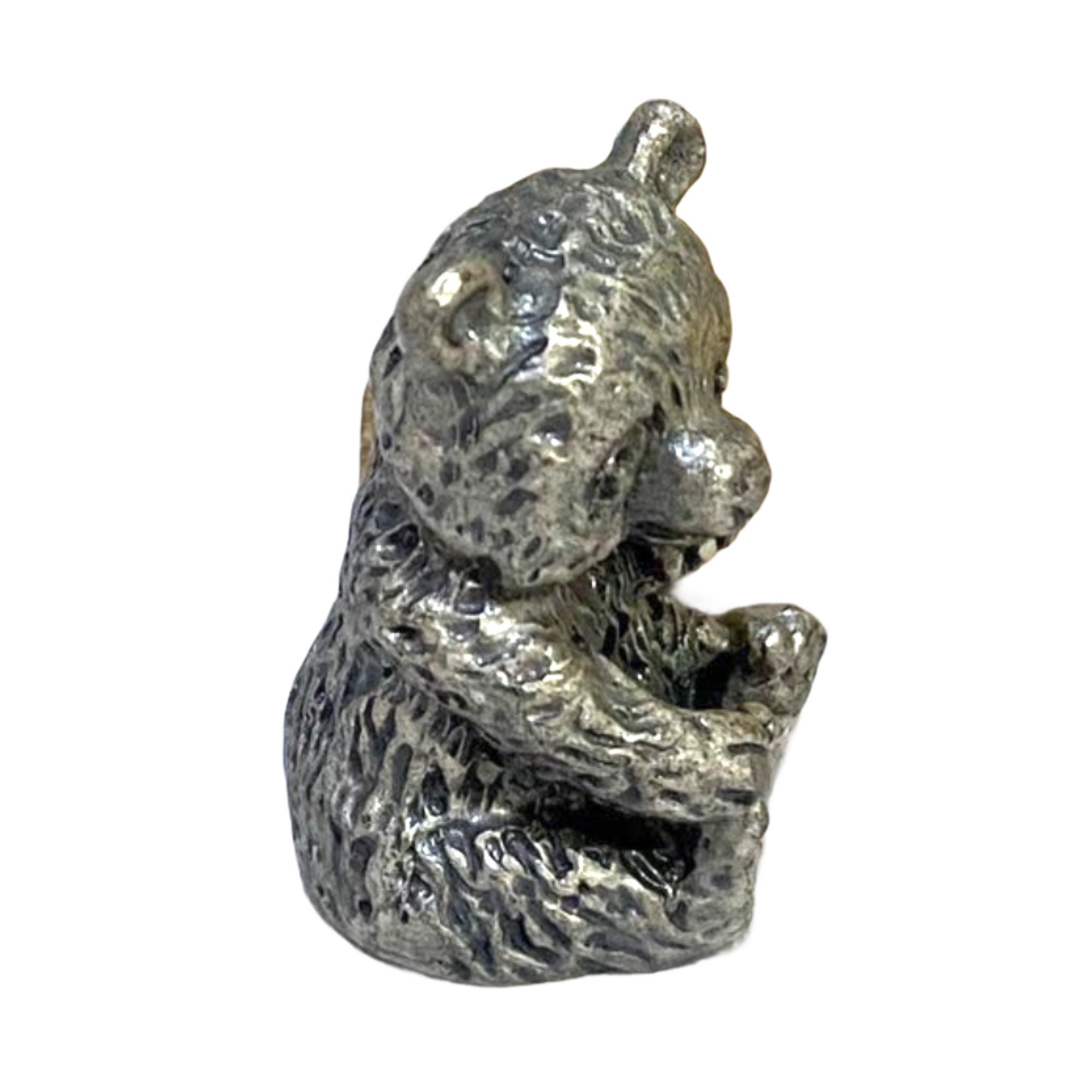 VTG Mini Pewter Sitting Happy Bear Cub Figurine Playful Cute - Etsy