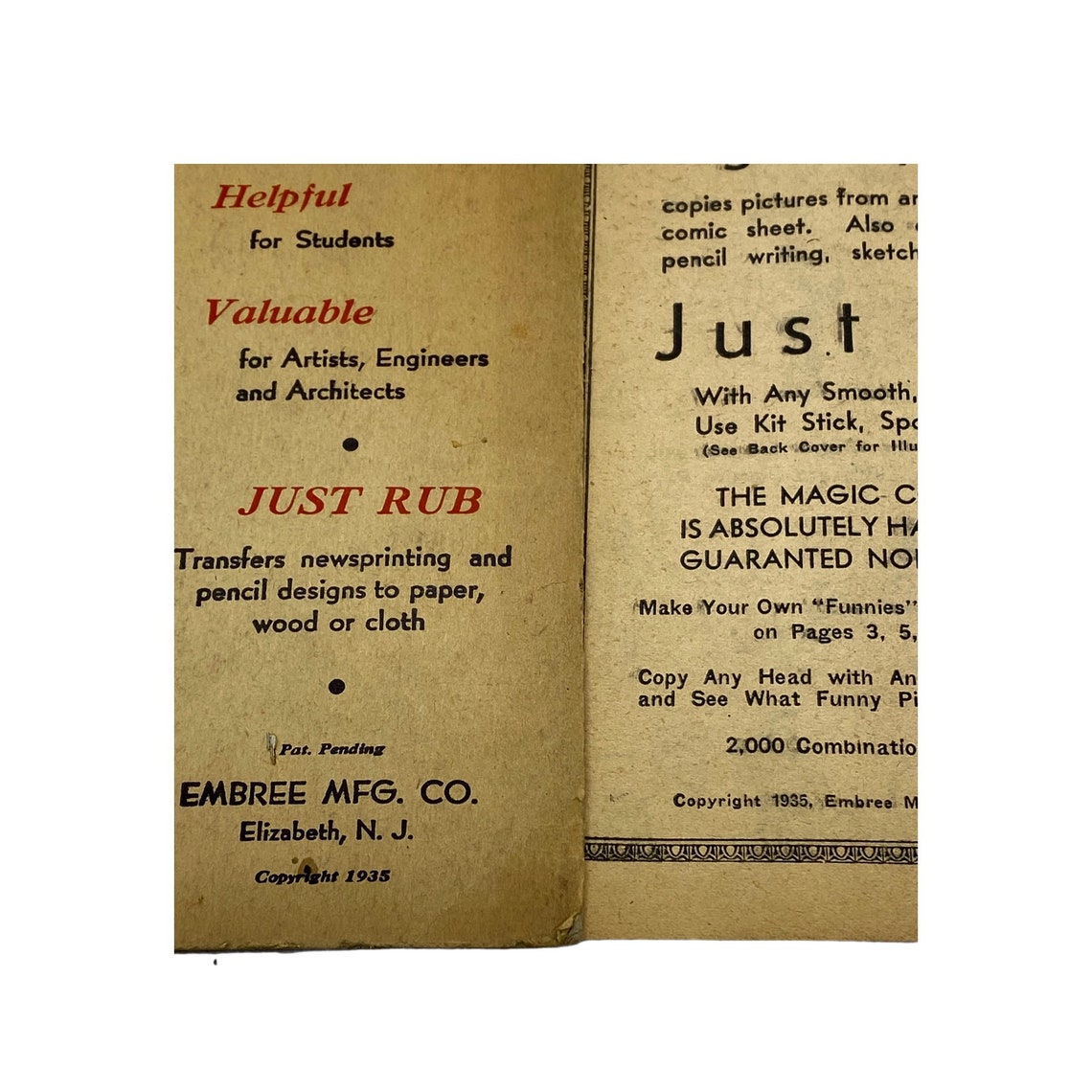1935 Kopeefun Magic Copy Paper Kit Embree Mfg Co Elizabeth New | Etsy