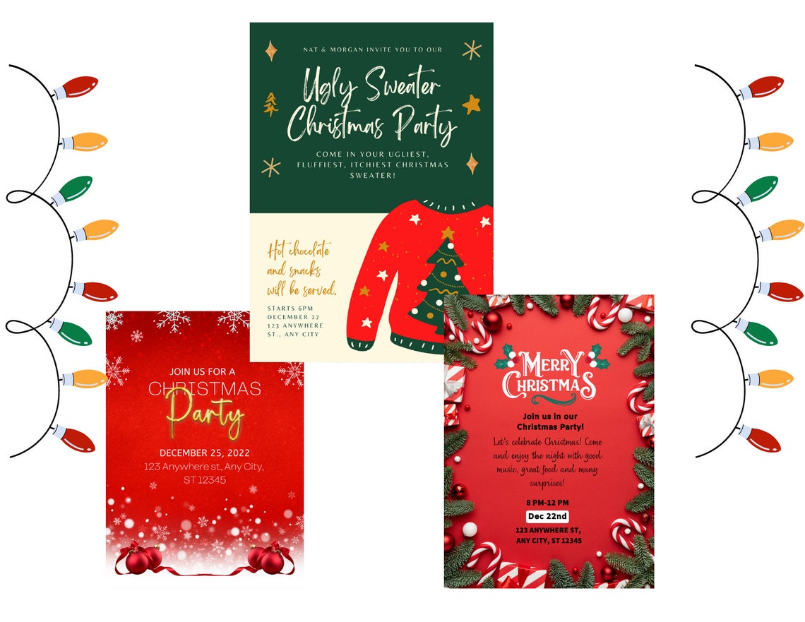 Editable Christmas Party Invitation, Christmas Party Invitation, Party ...