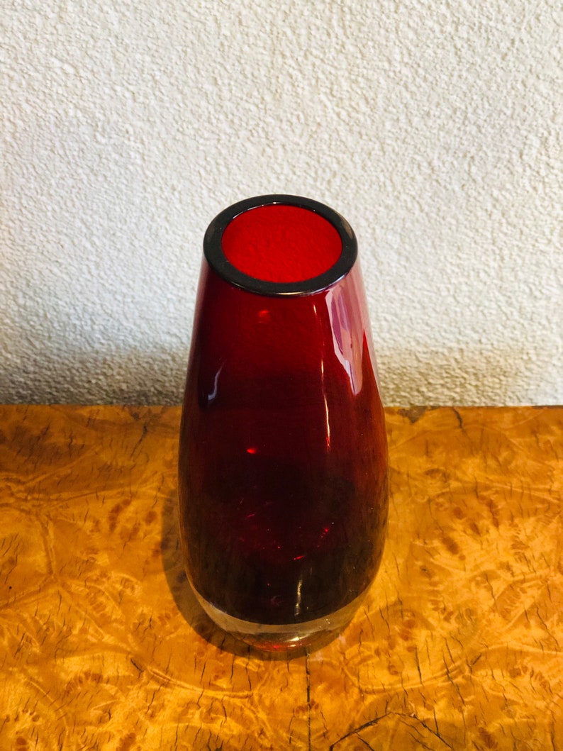 Ruby Red Glass Vase by Reijmyre, Sweden - Etsy