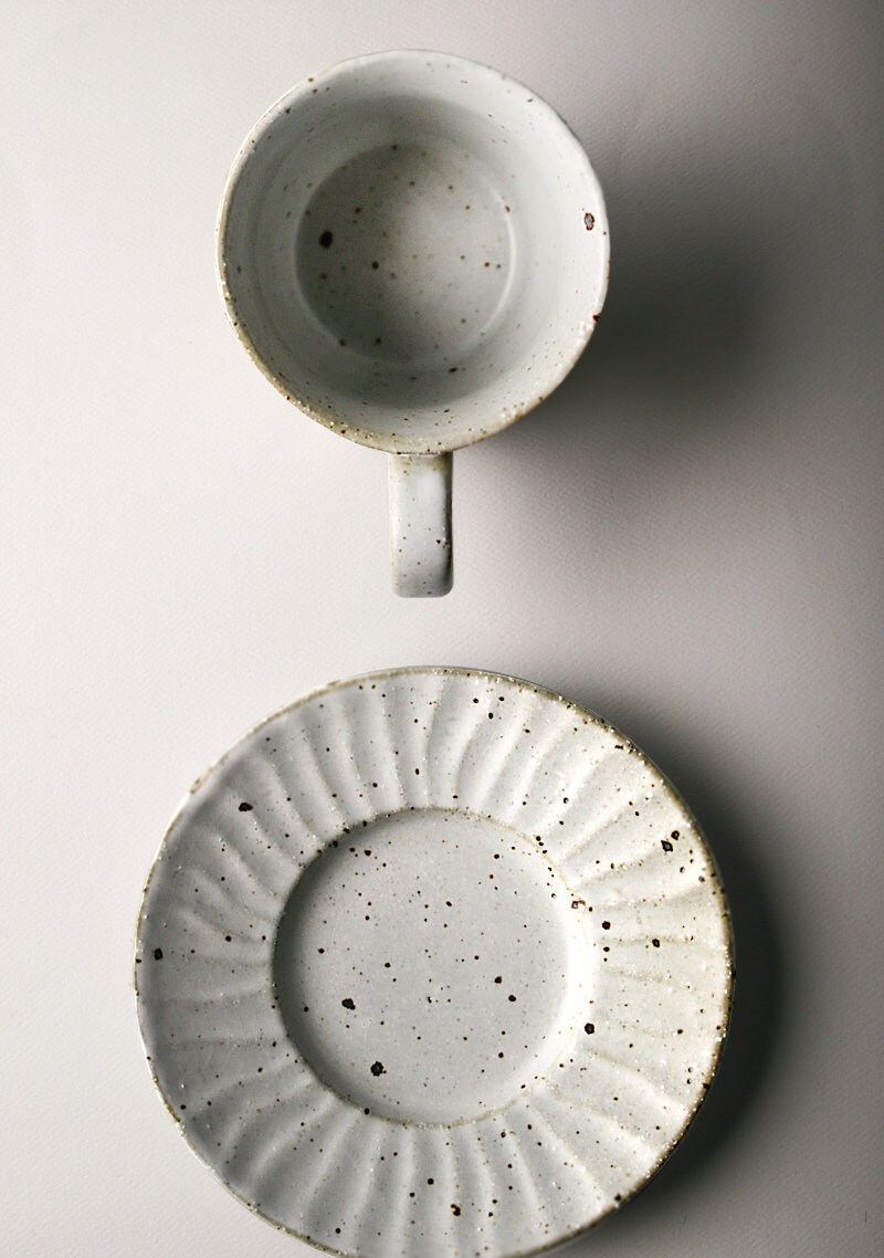 White coffee mug/Hand Painted Mug/Handmade Mug/Cute Mug/Clay | Etsy