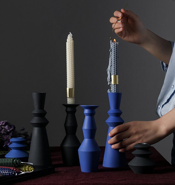 Hand pinch modern Candlestick/ Handmade Ceramic Candlestick/ | Etsy