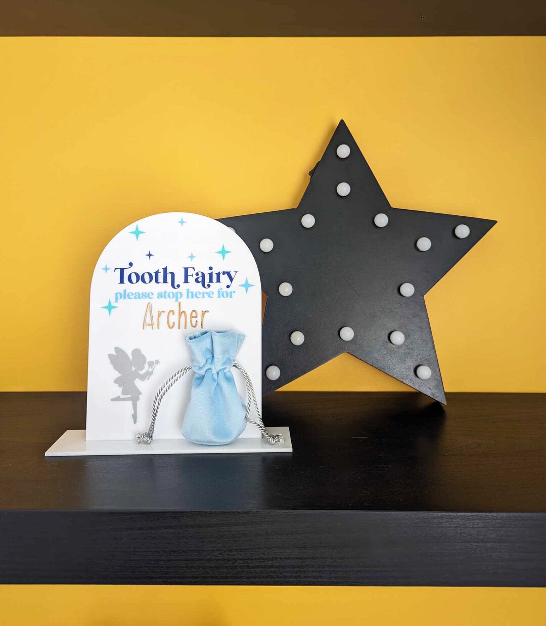 BLUE Tooth Fairy Sign | Tooth Fairy Pouch | Personalised Tooth Fairy ...