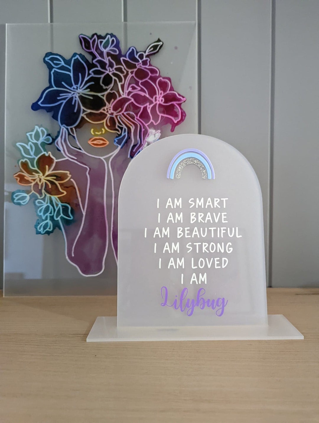 Personalised Affirmation Sign | Kids Affirmation Sign | Rainbow ...
