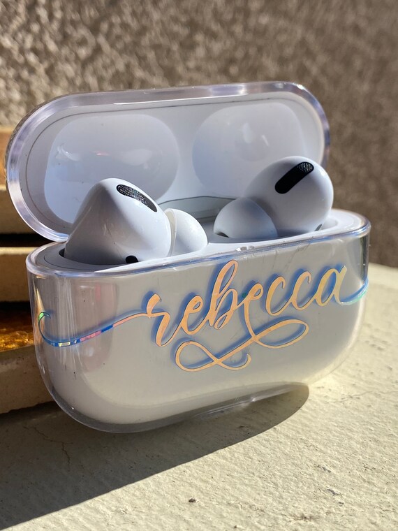 Personalized bundle Airpods 1/2 or pro clear and colored hard | Etsy
