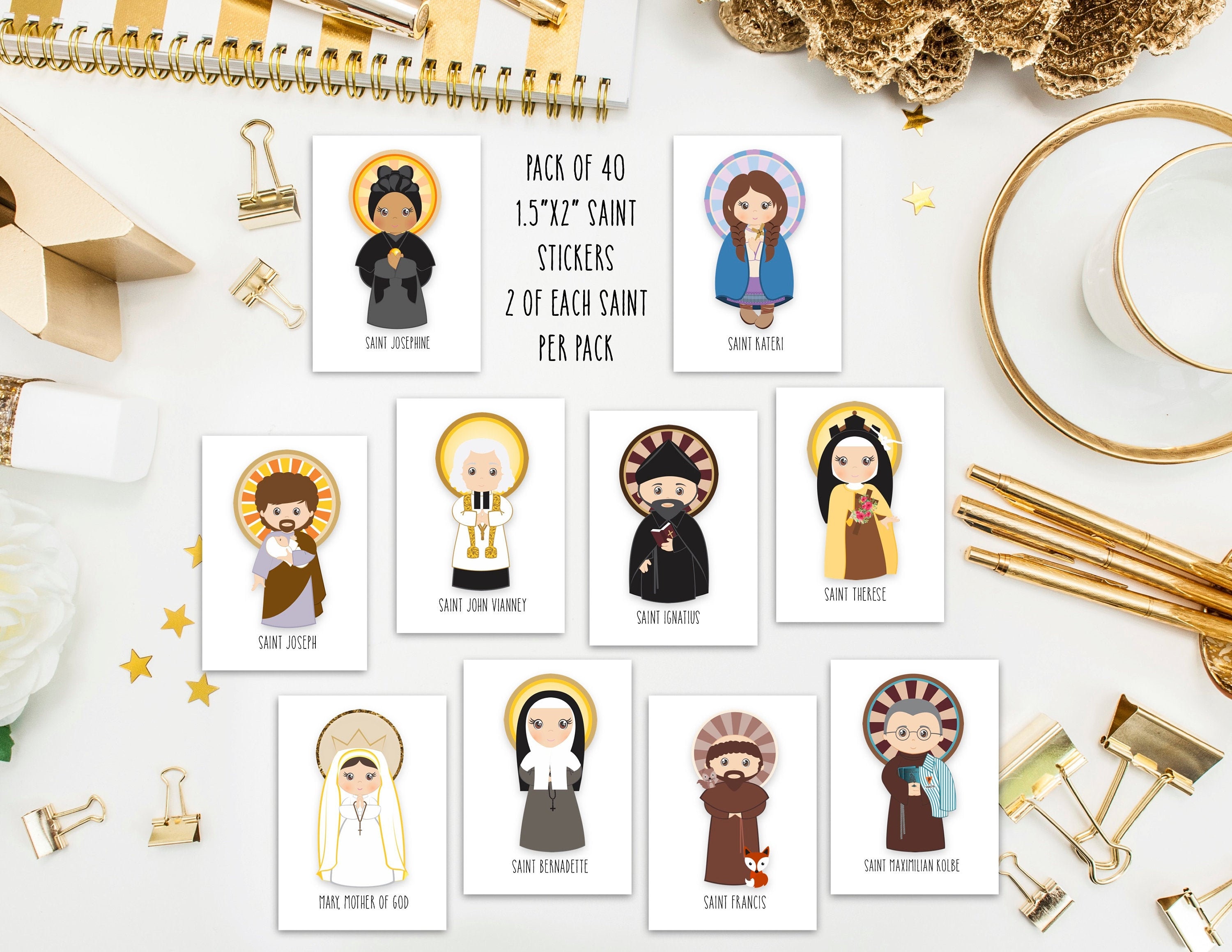 Set de 40 Saint Stickers SET 1. Niños Saint Pegatinas. Regalo | Etsy