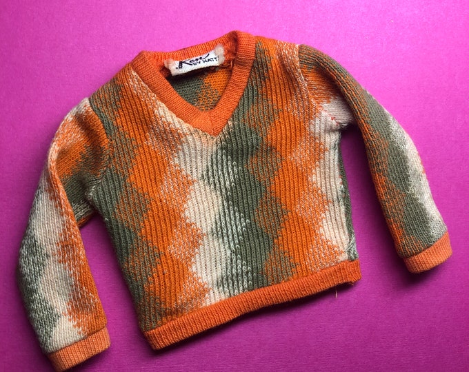 1964 Ken ROLLERSKATE DATE #1405 Argyle Sweater Top - 60s Barbie ...
