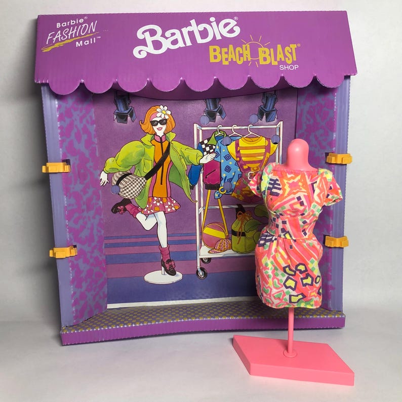 1991 Barbie Mall Play Case - Beach Blast Shop - Bust Form With Outfit ...