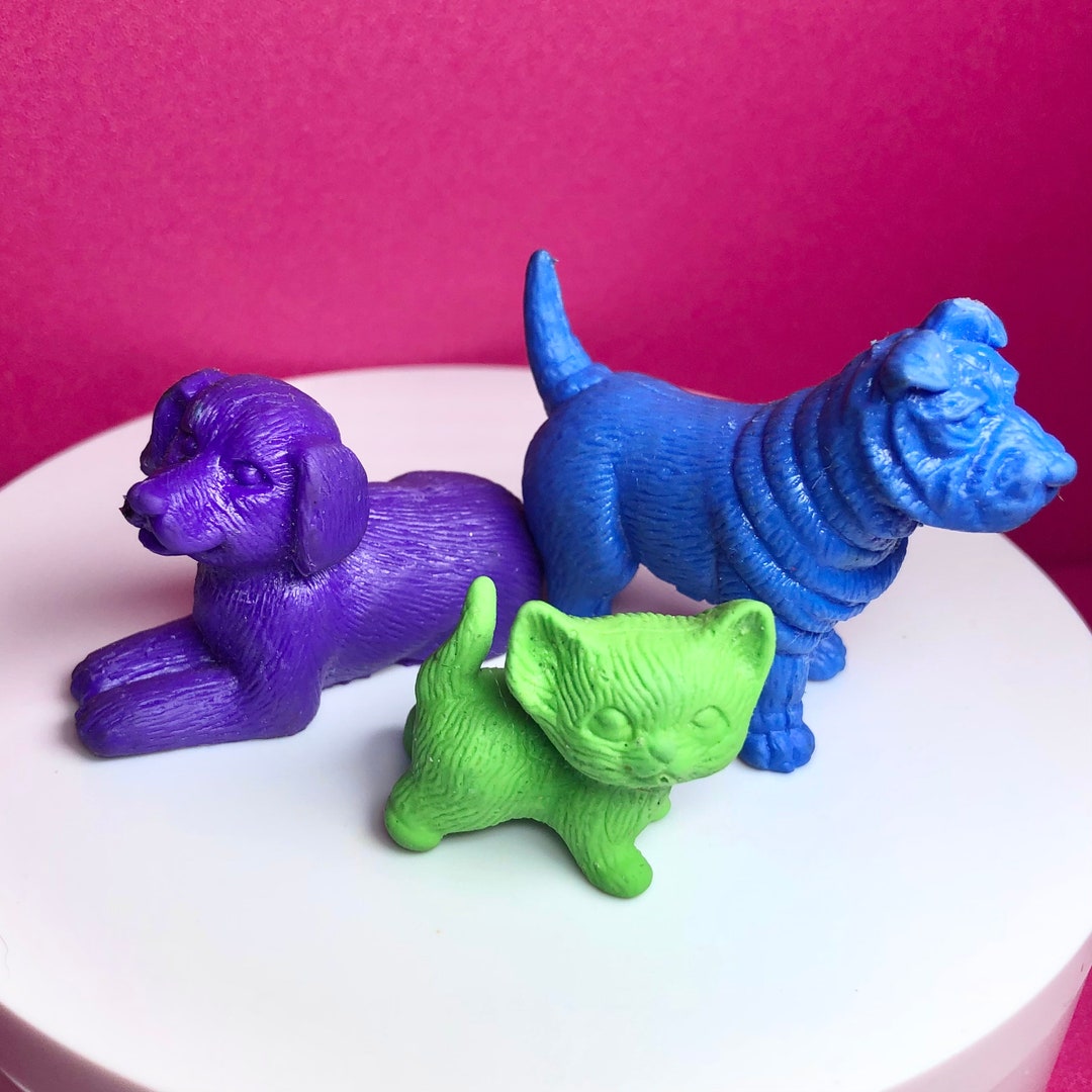 Vintage Cat & Dogs Eraser Mini Figures Lot 80s 90s Russ School Supplies ...