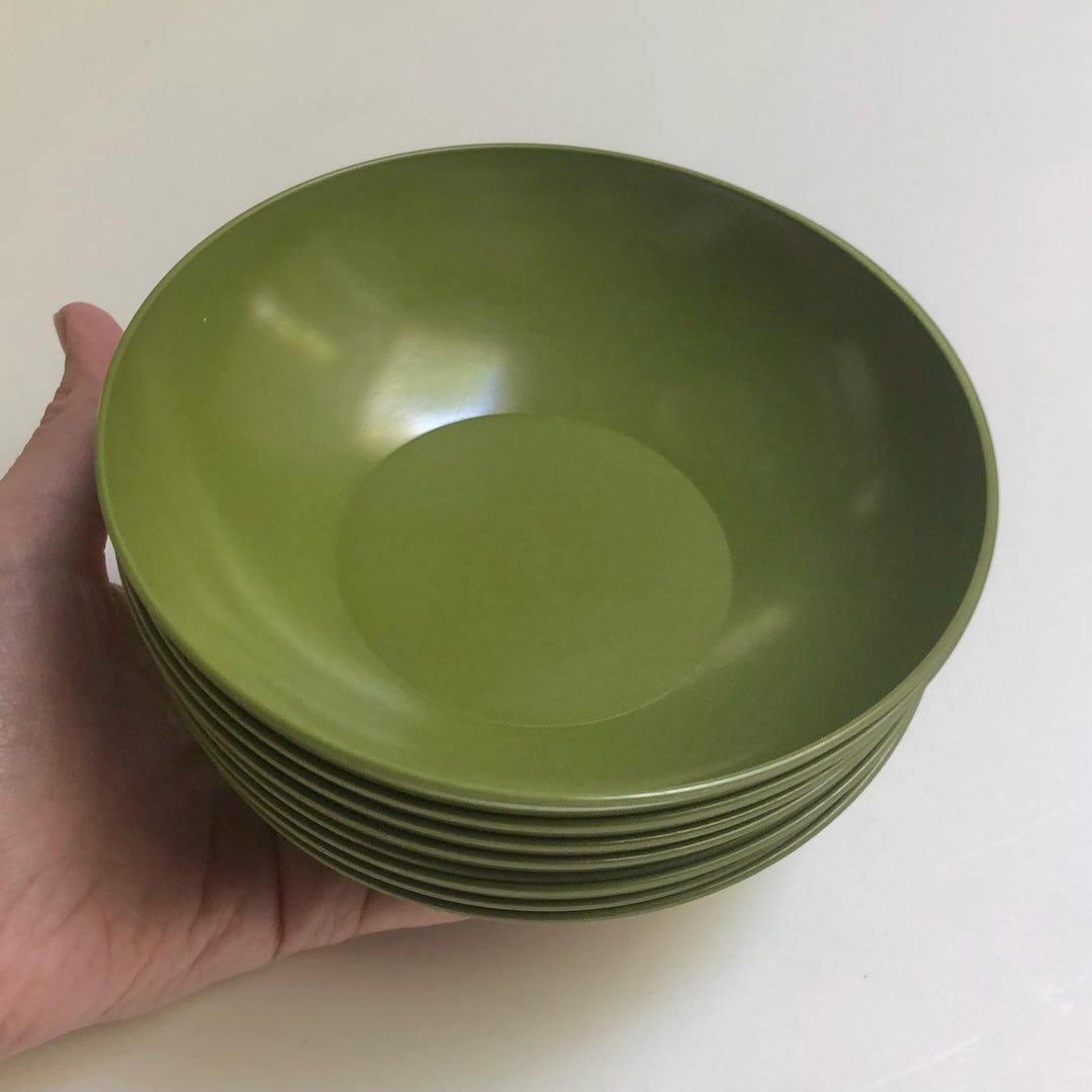 Vintage Avocado Green Melmac Bowls - Set of 8 - 60s - Made in USA - Etsy
