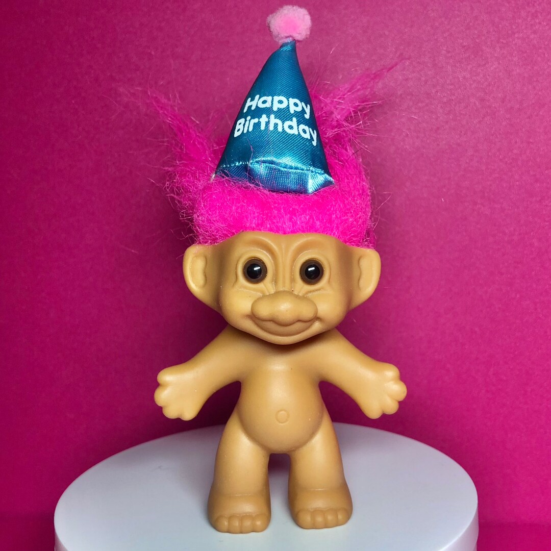 90s Happy Birthday Troll Doll Pink Hair Russ Vintage - Etsy