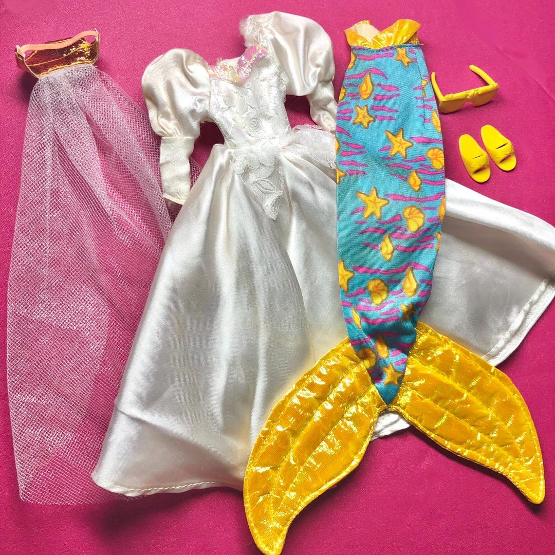 90s Tyco ARIEL Little Mermaid Doll Clothing Lot - Wedding & Tropical ...