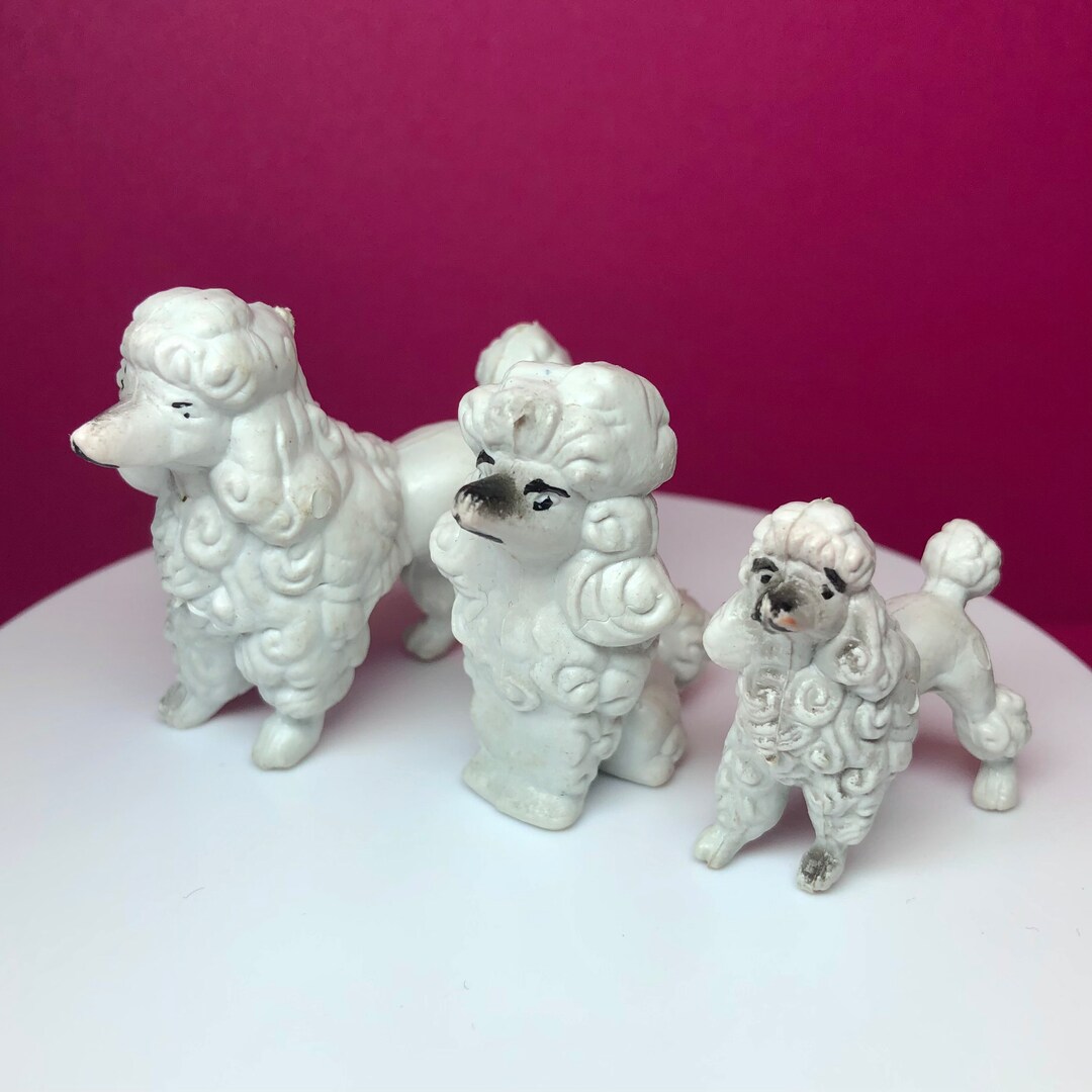 Vintage Poodle Figures Lot of 3 - Mini PVC Dollhouse Miniatures - 70s ...