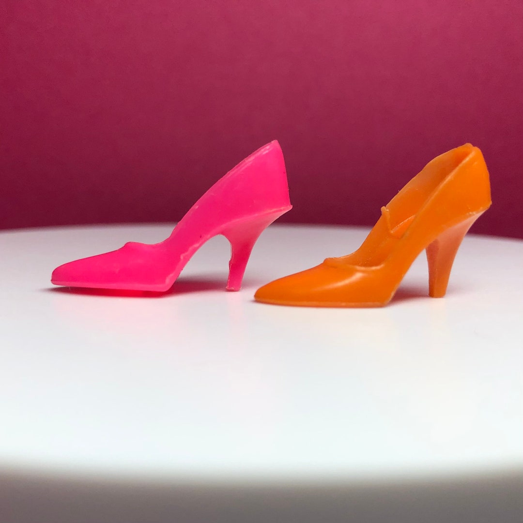 60s Barbie Japan Spike Heels - Lot of 2 Single Shoes - Pink, Orange ...