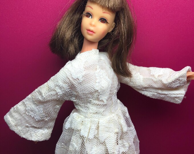 70s Lace Bell Sleeve Fashion Doll Wedding Dress - Vintage - Doll Not ...