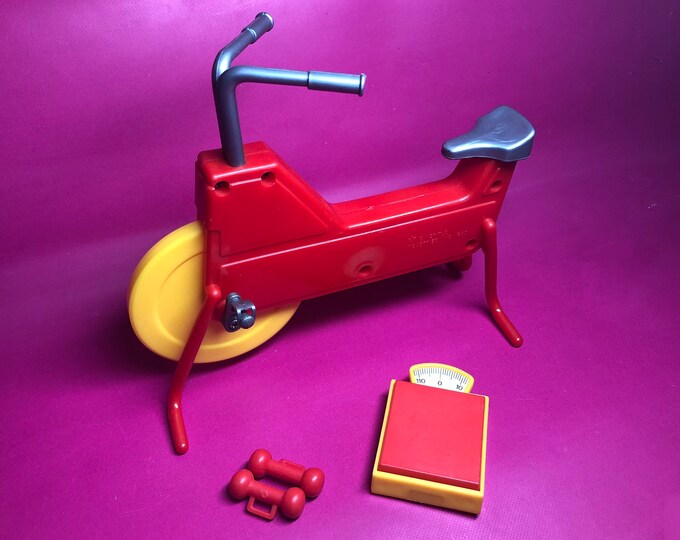 80s Barbie Size Gym Playset - Exercise Bike, Weights & Scale - Meritus ...
