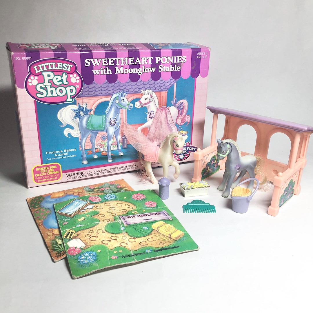 90s Littlest Pet Shop SWEETHEART PONIES With Moonglow Stable - in ...