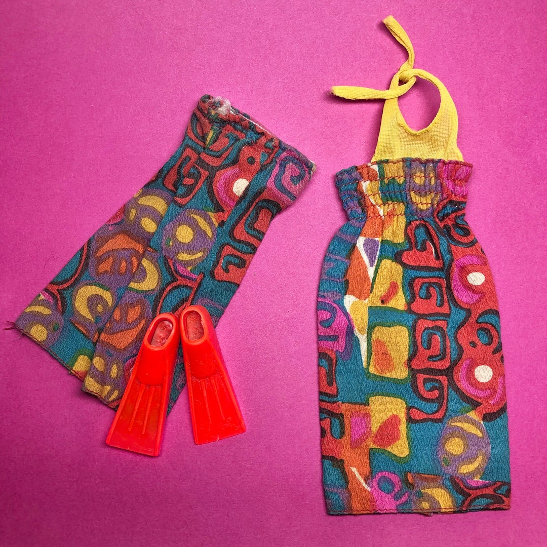 1974 Skipper Get Ups N Go #7848 Beach Dress, Pants & Flippers - 70s ...