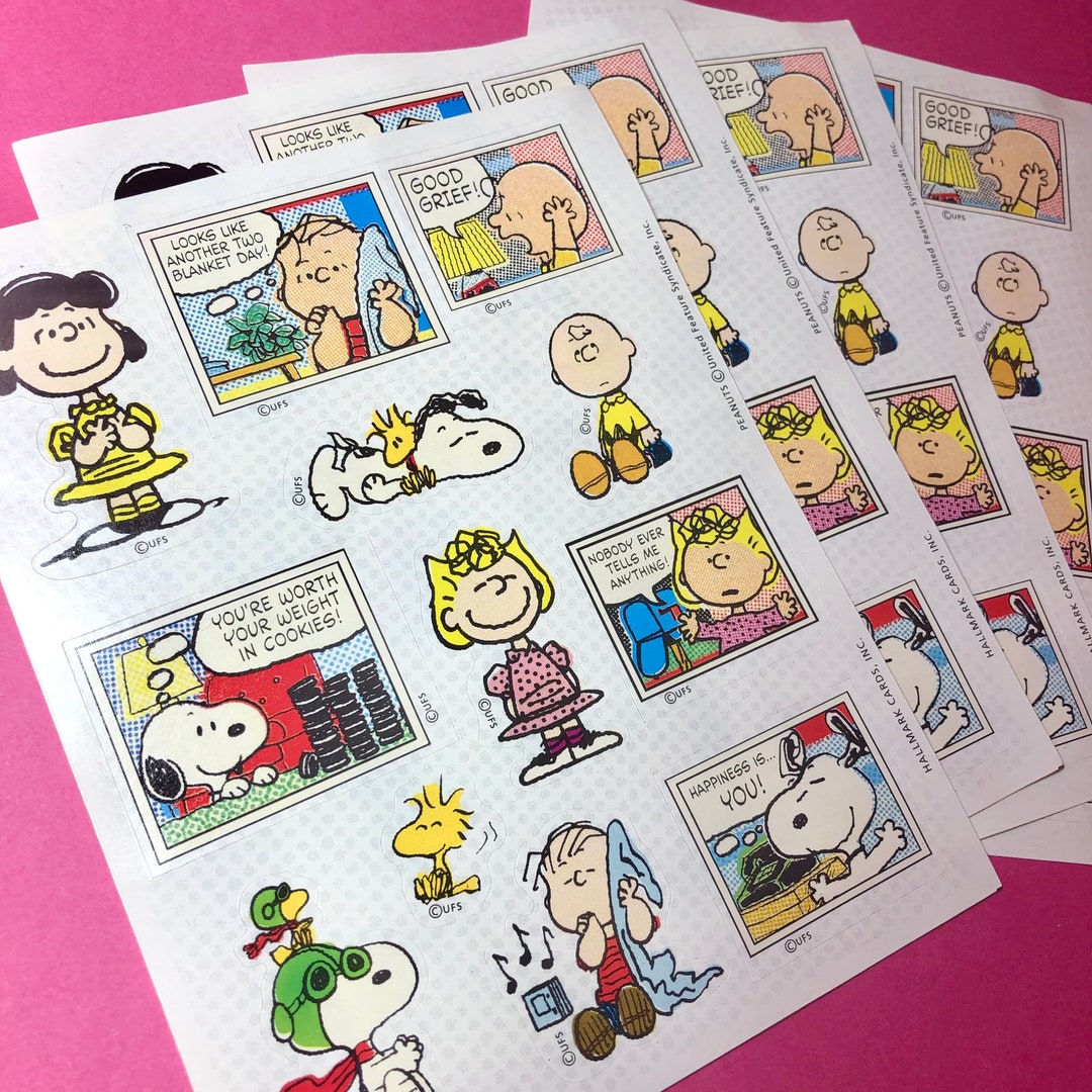 Vintage SNOOPY Sticker Sheets Lot of 4 Peanuts Charlie Brown, Lucy ...