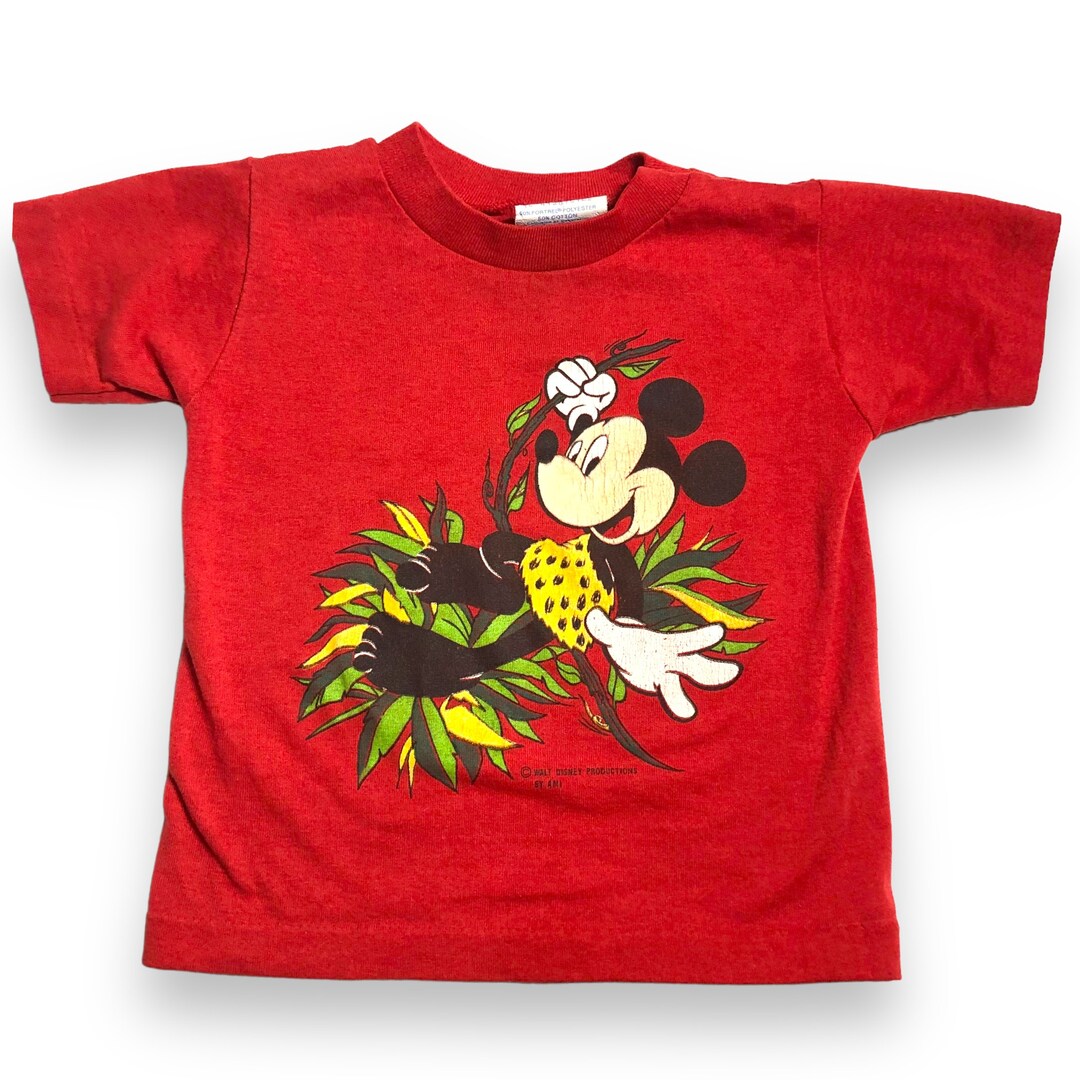 Vintage Mickey Mouse Tee Tarzan / Jungle Size 3T Red, Single Stitch ...