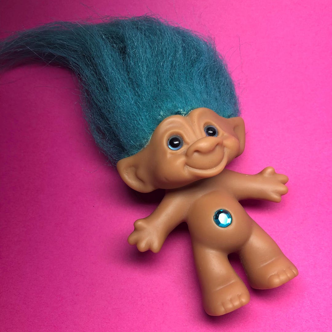 Vintage TREASURE TROLLS Blue Hair Rhinestone Doll 90s Ace Novelty Co - Etsy