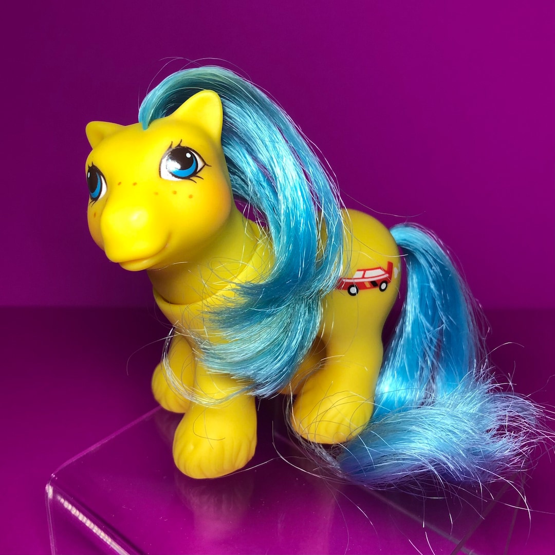 G1 Play Time Baby Brother RACER My Little Pony Yellow W/ Car Cutie Mark ...