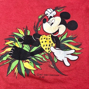 Vintage Mickey Mouse Tee Tarzan / Jungle Size 3T Red, Single Stitch ...