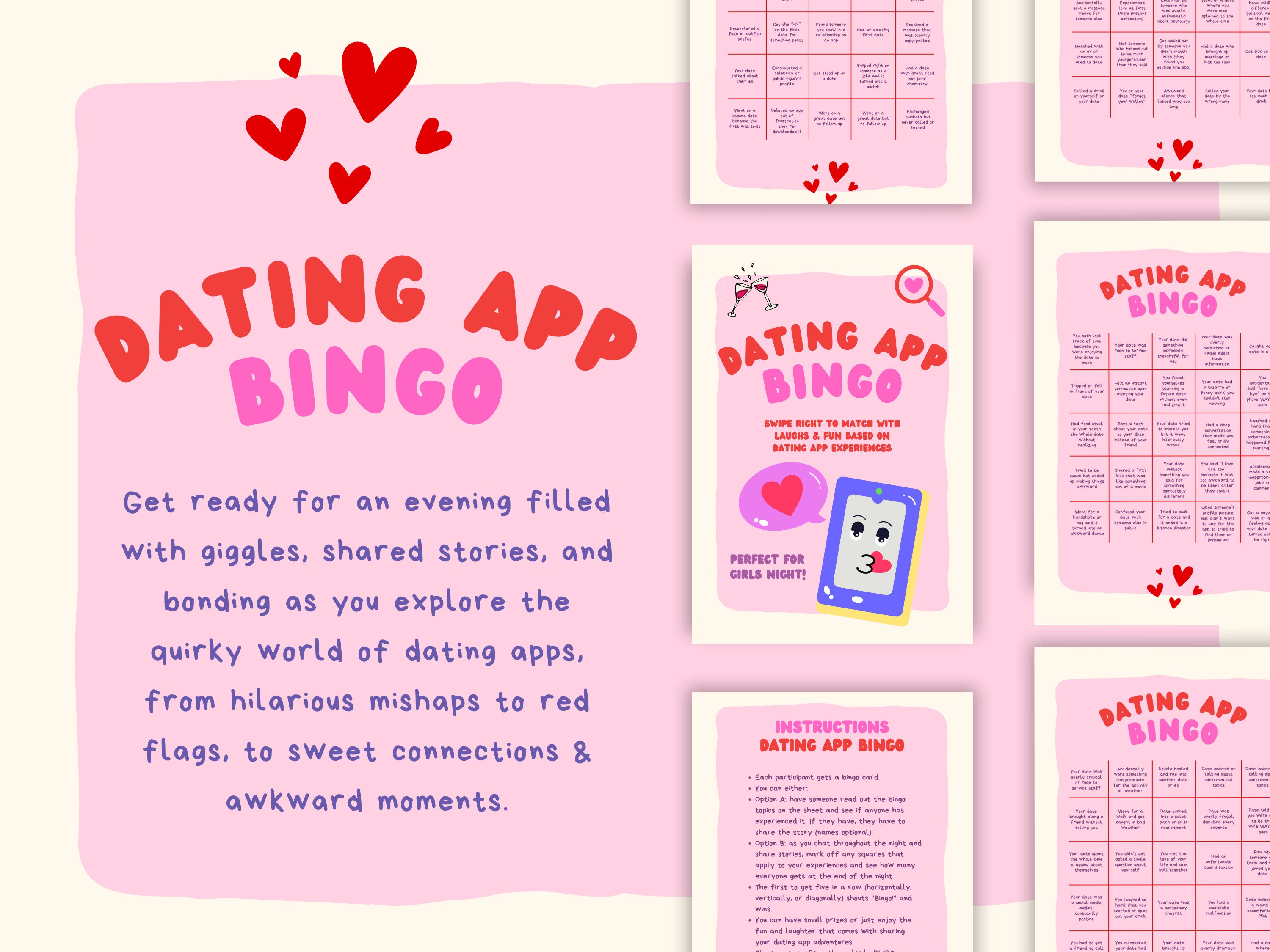 Girls Night Game Printable Dating Bingo Funny Girls Night in Games ...