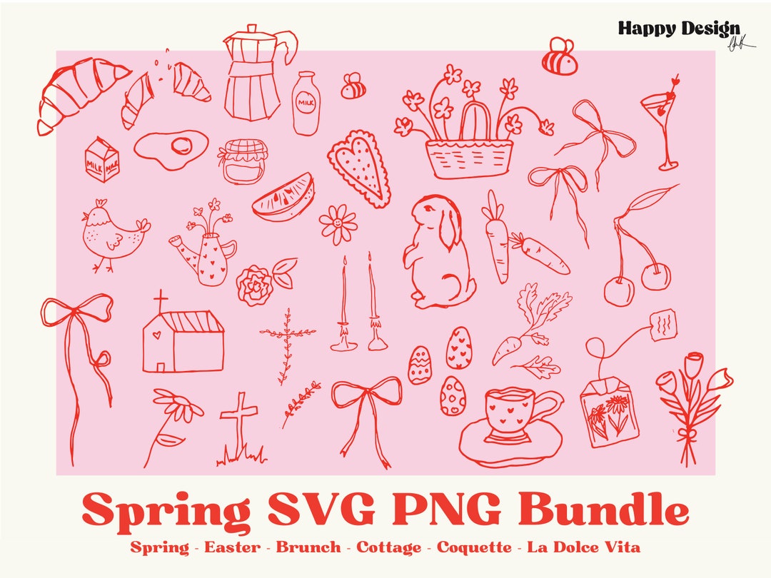 Easter Clip Art SVG Bundle, Easter PNG, Bunny Graphic, Spring SVG ...